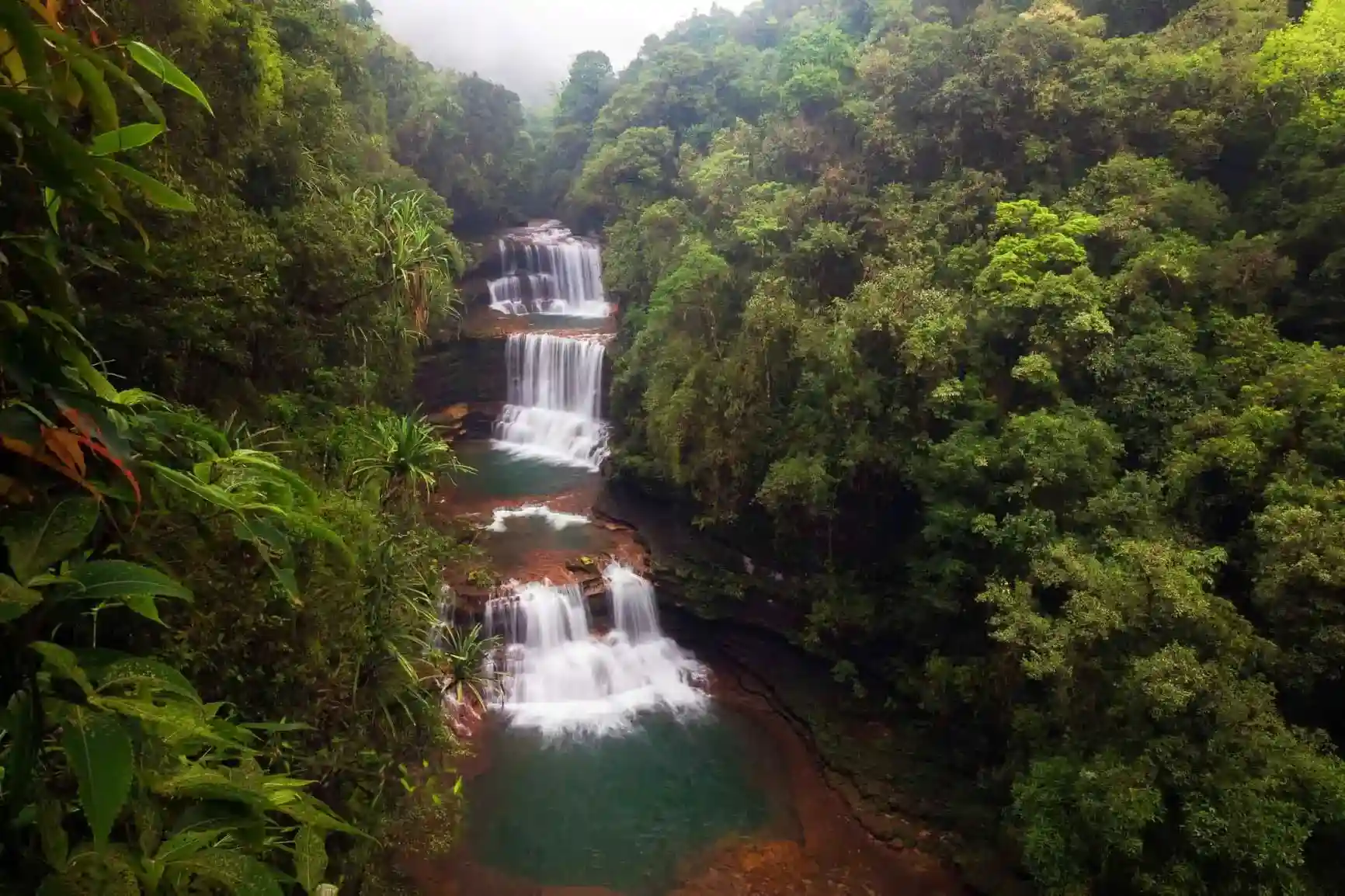 Wei Sawdong Falls – Three-Tier Waterfall Trek in Meghalaya